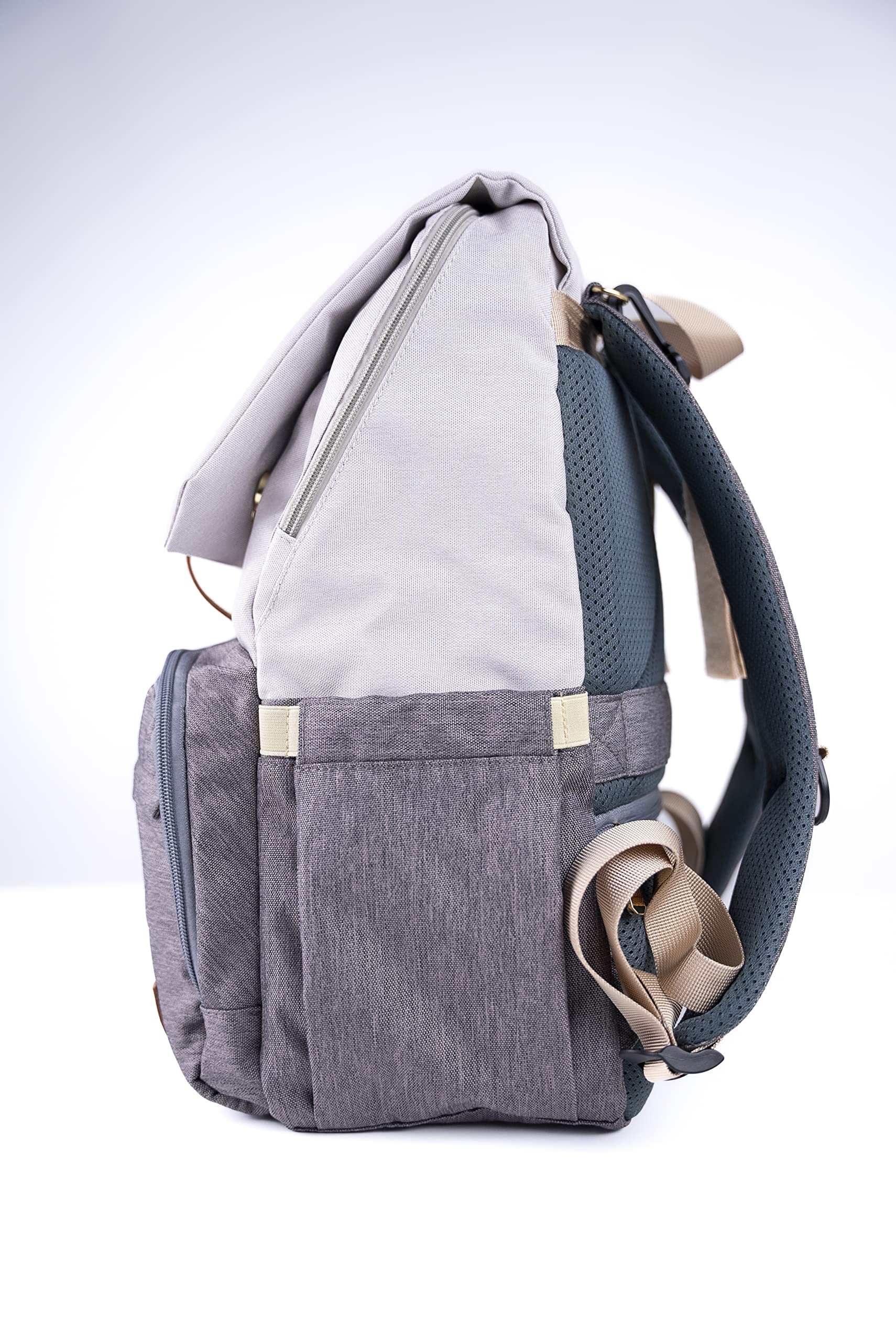 EVE'S BABY Diaper Backpack – Multifunctional Diaper Bag Organizer for Newborn Essentials – Convenient Pockets and Adjustable Straps – Fits Newborn Essentials, Clothes – Stylish Grey and Beige