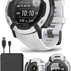 Garmin Instinct 2 (dezl Edition) Trucking GPS Smartwatch Bundle - Outdoor Rugged Military Watch & 24/7 Fitness Tracker for Truck Drivers - Includes PlayBetter 5000mAh Portable Charger - Large, 45mm