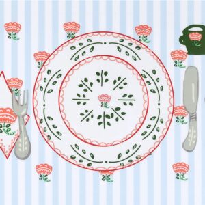 SharkBliss Montessori Placemat, Easter Floral Bunny Themed Montessori Placemat Table Place Setting Etiquette Education Placemat Set of 4 for Toddler Kid Child Preschool Homeschool Dining Table Manners