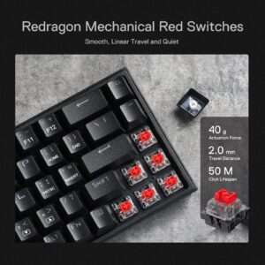 Redragon K631 Castor 65% Wired RGB Gaming Keyboard, 68 Keys Hot-Swappable Compact Mechanical Keyboard w/100% Hot-Swap Socket, Free-Mod Plate Mounted PCB & Dedicated Arrow Keys, Quiet Red Linear Switch