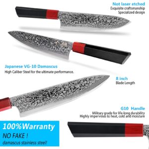 Japanese Chef Knife 8 Inch Damascus Chefs Knife Japanese Kitchen Knives Professional Gyuto Cooking Knives High Carbon Stainless Steel Cutting Vegetable Meat Cleaver with Gift Box