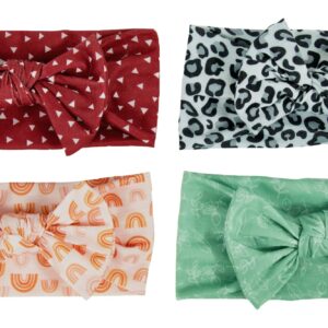 LuxLin Baby Headbands with Bows | 4 Pack | Elsie Design | Soft Polyester Blend Fabric | Stretch Fit | For Newborn Infant Toddler Girls