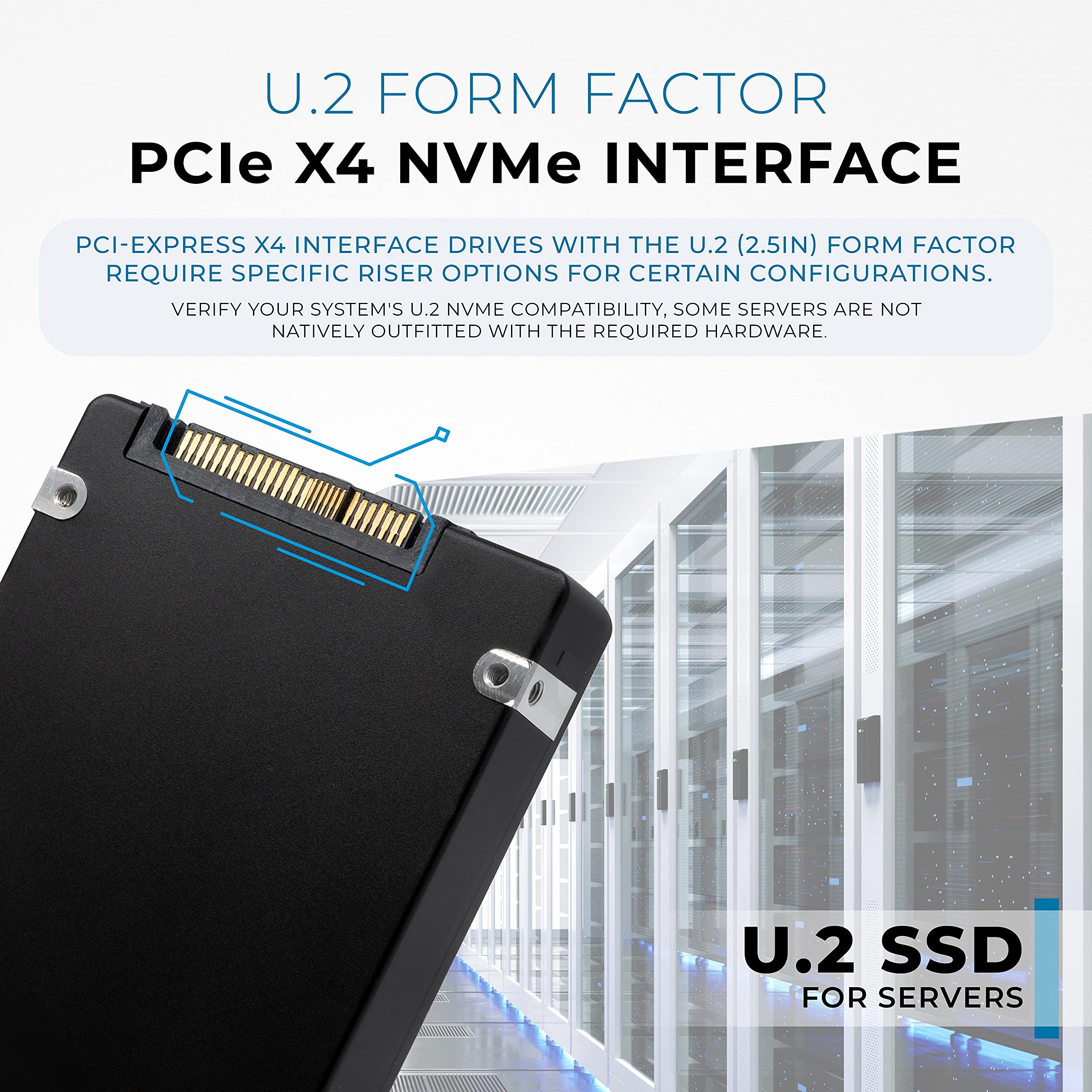 8TB PCIe Gen3 x4 NVMe U.2 2.5" SSD for Dell PowerEdge Servers | Enterprise Solid State Drive in 14G 15G Tray Compatible in R7525 R6525 R650 R750 R750xs Rack Servers