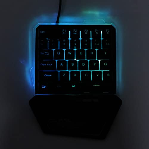 Wuqioei One-Handed RGB Mechanical Gaming Keyboard,Portable 35 Keys Professional Gaming Keypad,Multifunctional Game Keyboard with Palm Rest for PC and Phone Gamer,Macro Recording Function