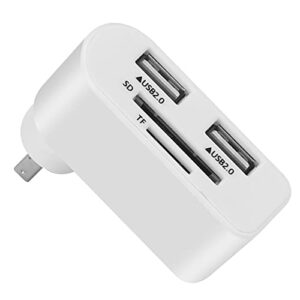 pomobie usb adapter 2.0 splitter 4-port extender,180 degrees rotating usb multiport hub adapter dock for desktops, u disks, laptops, flash drives,supprt sd, tf card reader (white)