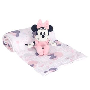 lambs & ivy disney baby minnie mouse muslin swaddle blanket & plush gift set