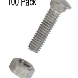 Kiavetta Carriage Bolt 5/16" x 1-1/2” Galvanized Bulk Carriage Bolt | Coarse Thread 1-1/2 inches Long | 100 Bolts and 100 Nuts | Chain Link Fence Carriage Bolt