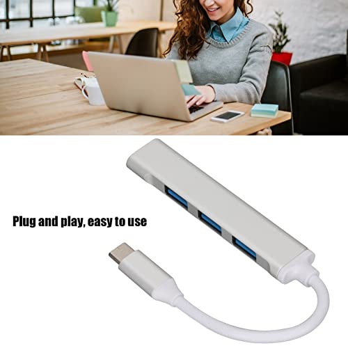 USB C Hub,4 in 1 High Speed USB Docking Station,USB Splitter with with 4 USB Port,USB Extender,Compatible for USB C Laptops/Phones/Keyboard/Printer/Tablet(Silver)