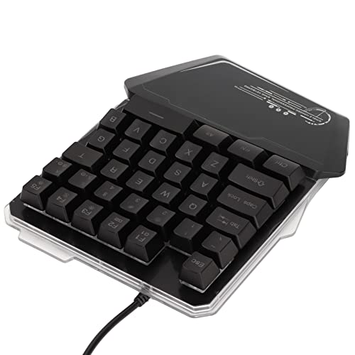 Wuqioei One-Handed RGB Mechanical Gaming Keyboard,Portable 35 Keys Professional Gaming Keypad,Multifunctional Game Keyboard with Palm Rest for PC and Phone Gamer,Macro Recording Function