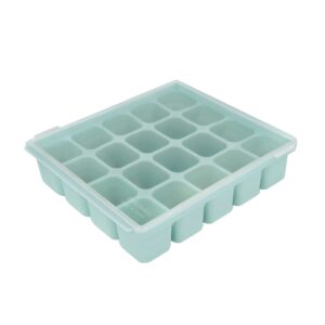 petinube silicone freezer tray, baby food storage cubes with clip-on lid, freeze baby food, soups, purees, ice, easy and safe design, made in korea (20, ocean blue)