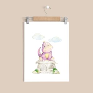 bumbleboo Dinosaur Nursery Wall Prints, Play Room Decoration For Boy, Nursery Wall Art, Nursery Room Decor, Dinosaur Room Decor For Boys, Unframed, Set of 6 Prints, 8x10