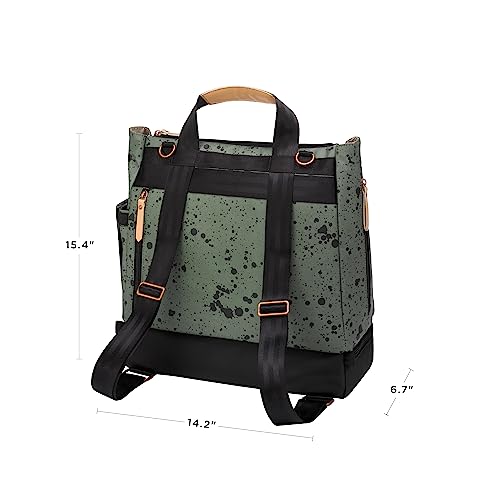 Petunia Pickle Bottom Pivot Backpack | Multiple Carrying Options (Backpack or Tote) | Insulated Pockets to Keep You Organized | Modern Silhouette with a Roomy Interior | Olive Ink Blot