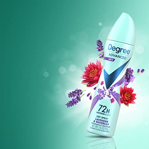 Degree Antiperspirant Deodorant Dry Spray 72-Hour Sweat and Odor Protection Lavender and Waterlily Deodorant Spray For Women With MotionSense Technology 3.8 oz 3 Count