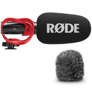 rode videomic go ii ultracompact analog/usb camera-mount shotgun microphone bundle with deluxe windshield for videomic go ii