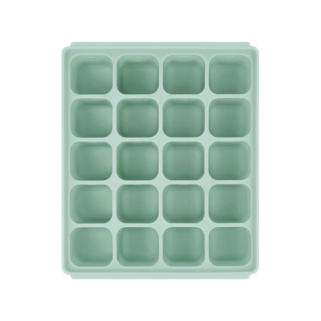 PETINUBE Silicone Freezer Tray, Baby Food Storage Cubes with Clip-On Lid, Freeze Baby Food, Soups, Purees, Ice, Easy and Safe Design, Made in Korea (20, Ocean Blue)