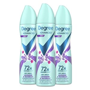 degree antiperspirant deodorant dry spray 72-hour sweat and odor protection lavender and waterlily deodorant spray for women with motionsense technology 3.8 oz 3 count