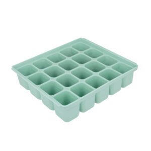 PETINUBE Silicone Freezer Tray, Baby Food Storage Cubes with Clip-On Lid, Freeze Baby Food, Soups, Purees, Ice, Easy and Safe Design, Made in Korea (20, Ocean Blue)