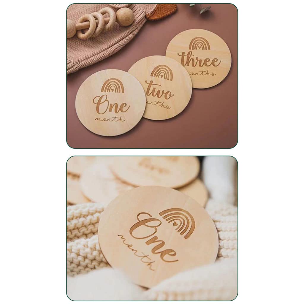 KKirafairy 14Pcs Wooden House Plate Round Carved Letter Disc Wooden Crafts Wood Burning for Door Hanger