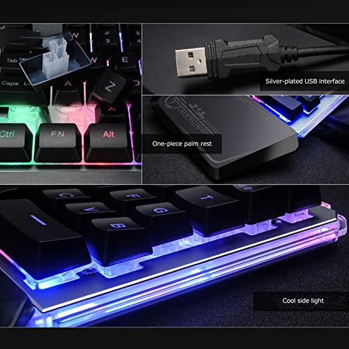 Wuqioei One-Handed RGB Mechanical Gaming Keyboard,Portable 35 Keys Professional Gaming Keypad,Multifunctional Game Keyboard with Palm Rest for PC and Phone Gamer,Macro Recording Function