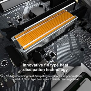 M.2 2280 SSD Solid State Drive Heatsink, 58 Exhaust Vents Reduce Noise PWM Intelligent Fan, Save Energy SSD Cooler