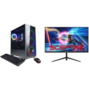 cyberpowerpc gamer xtreme vr gaming pc, intel core i5-11400f 2.6ghz, 8gb ddr4 & sceptre 25" gaming monitor 1920 x 1080p up to 165hz 1ms amd freesync build-in speakers, 106% srgb machine black 2021