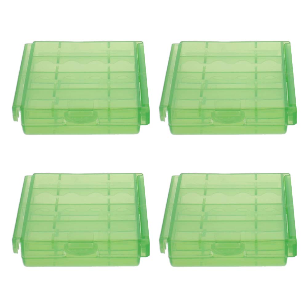 4 x AA Battery Storage Case Holder Organizer Box Green 4Pcs,Aicosineg