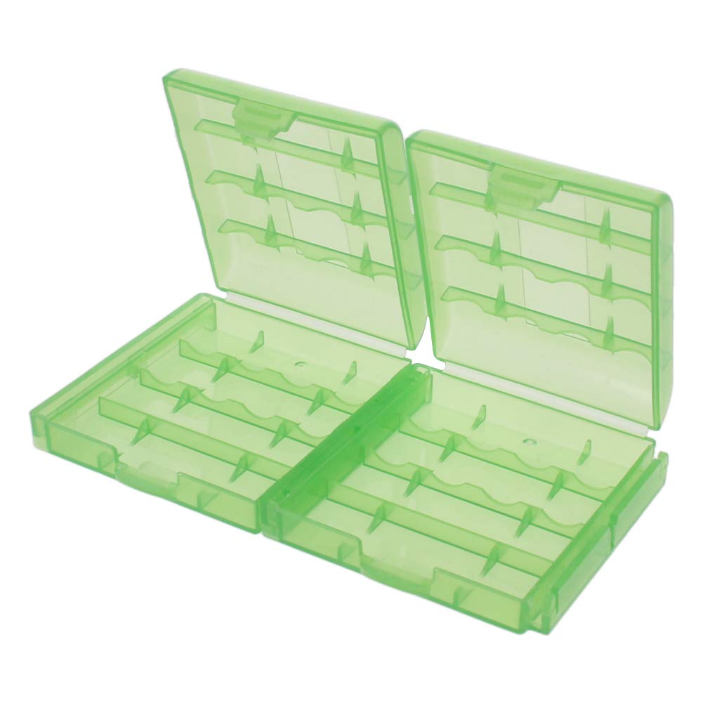 4 x AA Battery Storage Case Holder Organizer Box Green 4Pcs,Aicosineg