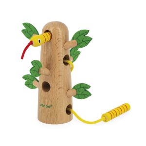 Janod - Tropik Lace-Up Tropical Tree - Wooden Early-Learning Toy - Educational Toy: Fine Motor and Concentration Skills - Water-Based Paint - 18 Months + J08265