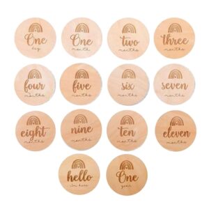 KKirafairy 14Pcs Wooden House Plate Round Carved Letter Disc Wooden Crafts Wood Burning for Door Hanger