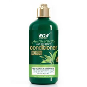 wow skin science green tea & tea tree conditioner - anti-dandruff, anti-thinning - detox hair and exfoliate scalp - hair thickening - paraben & sulfate free- all hair types (16.9 fl oz / 500ml)