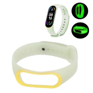 Kafuty-1 Watch Band for Mi Band 6 5 4 3 NFC, Silicone Smartwatch Wrist Luminous Band, Anti Lost Replacement Strap with Porous Adjustment, Smartwatch Bands Wristband Accessories