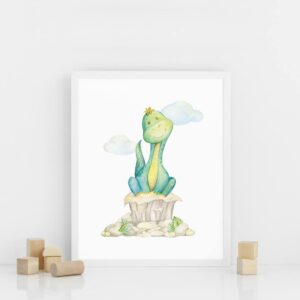 bumbleboo Dinosaur Nursery Wall Prints, Play Room Decoration For Boy, Nursery Wall Art, Nursery Room Decor, Dinosaur Room Decor For Boys, Unframed, Set of 6 Prints, 8x10