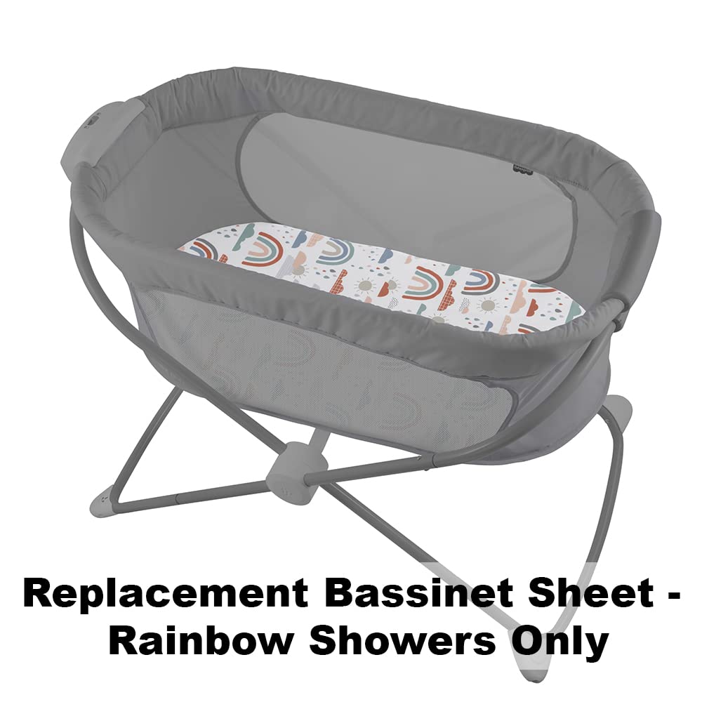 F-Price Replacement Sheet for Fisher-Price Soothing View Bassinet - GPN07 ~ Replacement Bassinet Sheet ~ Rainbow Showers, Peach, White. Blue