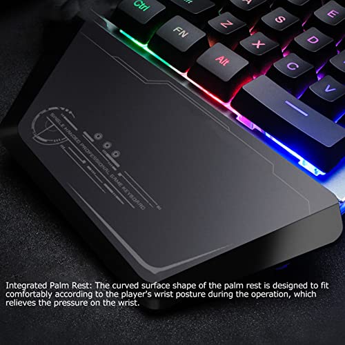 Wuqioei One-Handed RGB Mechanical Gaming Keyboard,Portable 35 Keys Professional Gaming Keypad,Multifunctional Game Keyboard with Palm Rest for PC and Phone Gamer,Macro Recording Function