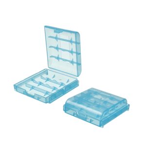 bettomshin 4 x aa/aaa battery storage case holder organizer box blue 10pcs