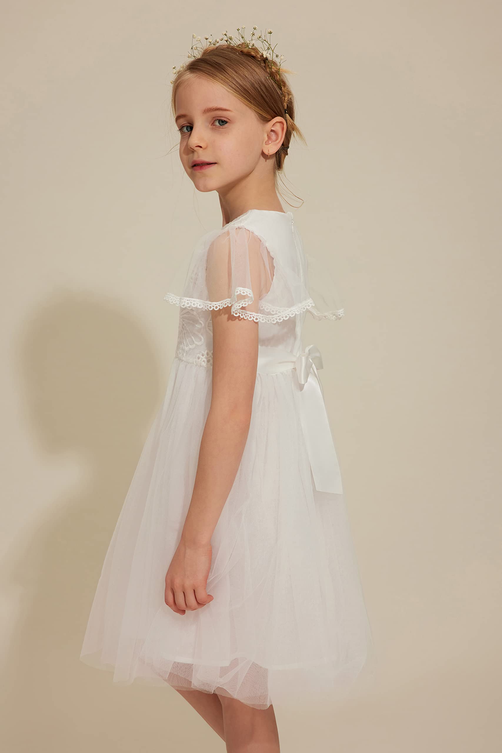 Baby Girl Formal Dresses Lace Dress for Girl Wedding Evening Photograph Dress Size 7 White