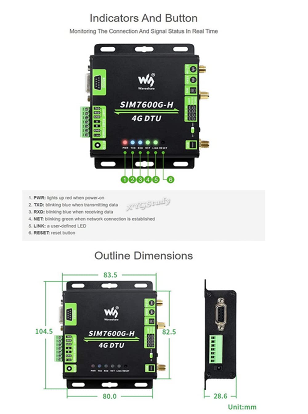 Industrial Grade SIM7600G-H 4G DTU USB UART/RS232/RS485 Multi Interfaces Communication, LTE Global Band Support @XYGStudy