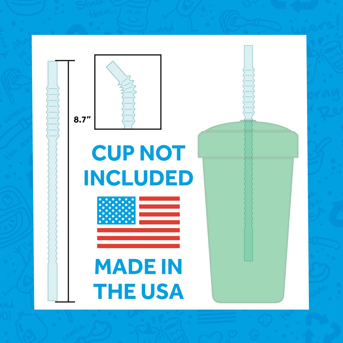 Re-Play Made in USA 10 Oz. Convertible No Spill Sippy Cup with Straw Cup Lid and Straw - Hard Spout Sippy Cups for Toddlers and Straw Sippy Cup Lids with 8.7" Straws - Leaf