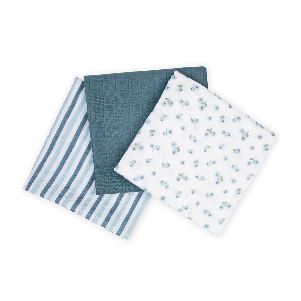 lulujo Baby Swaddle Blanket| Unisex Softest 100% Cotton Receiving Blanket| Set of 3| Blueberries