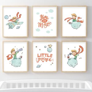 bumbleboo Nistio® Little Prince Nursery Wall Art, Little Prince Playroom Decor, Little Prince Posters, Set of 6 UNFRAMED Prints, 8x10