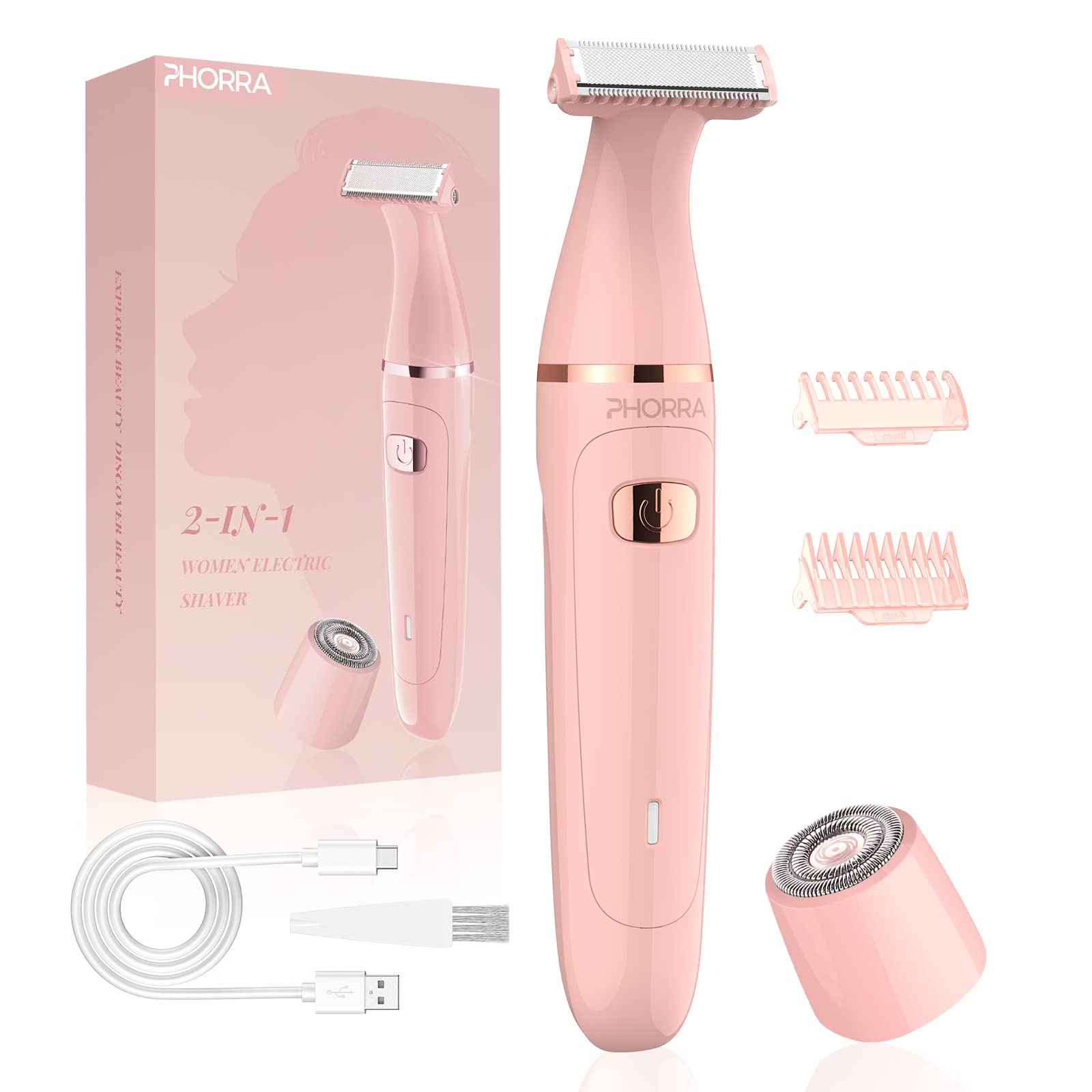 PHORRA Electric Razors for Women, Close Womens Electric Razor with Aloe Bars for Legs Arm Armpit (B)