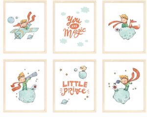 bumbleboo nistio® little prince nursery wall art, little prince playroom decor, little prince posters, set of 6 unframed prints, 8x10