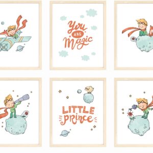 bumbleboo Nistio® Little Prince Nursery Wall Art, Little Prince Playroom Decor, Little Prince Posters, Set of 6 UNFRAMED Prints, 8x10