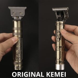 KEMEI Professional Hair Clippers Cordless Trimmer Rechargeable T Shape Stainless Steel Electric Shaver (Dragon Carved)