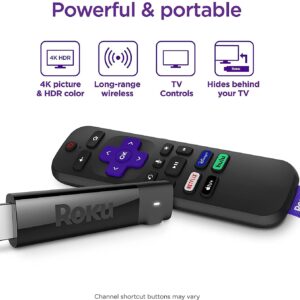 Roku Streaming Stick+ Streaming Device with Long-Range Wireless and Roku Voice Remote with TV Controls HD/4K/HDR & Bundle Swanky Cables HDMI Cable (Roku Streaming Stick), 3810-R