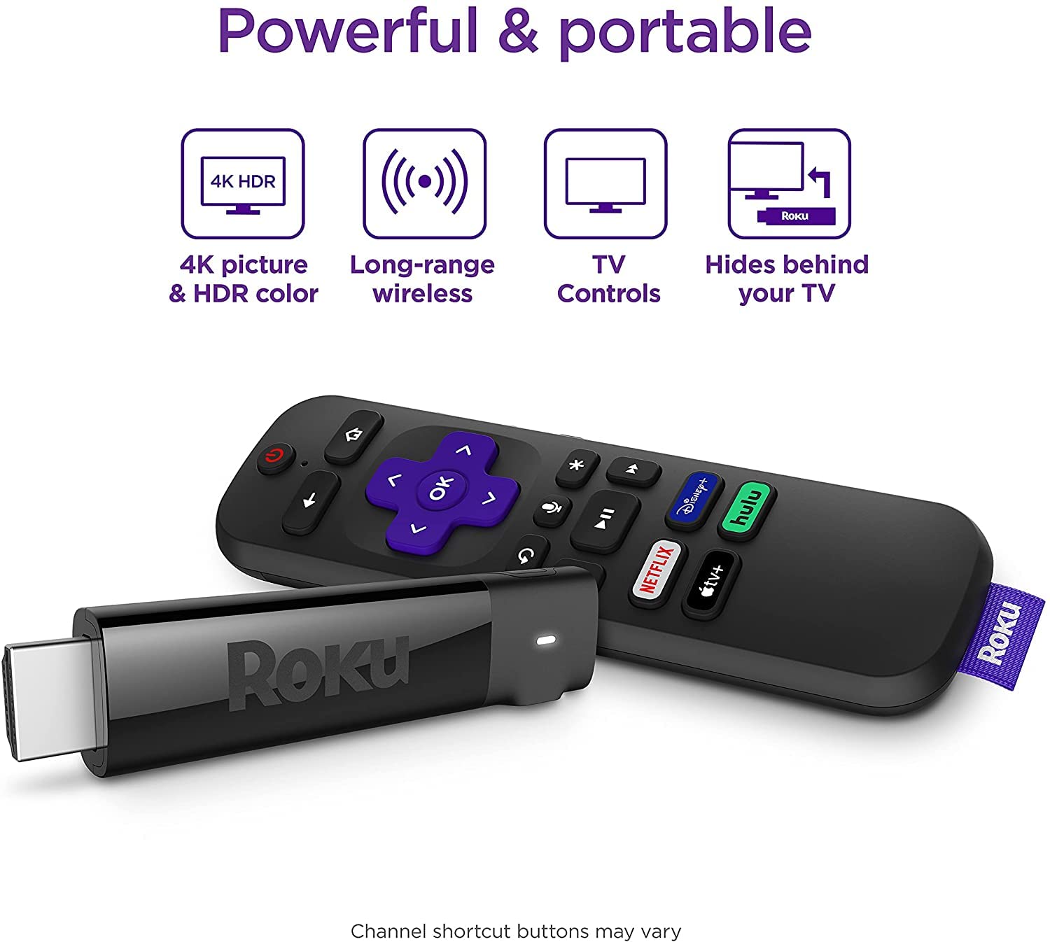 Roku Streaming Stick+ Streaming Device with Long-Range Wireless and Roku Voice Remote with TV Controls HD/4K/HDR & Bundle Swanky Cables HDMI Cable (Roku Streaming Stick), 3810-R