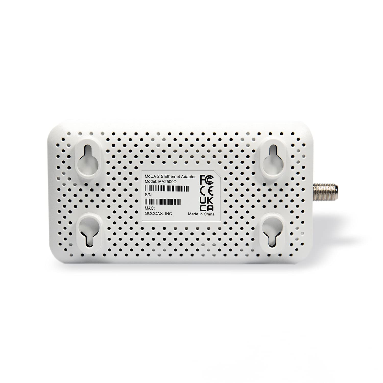 goCoax MoCA 2.5 Adapter with 2.5GbE Ethernet Port. MoCA 2.5. 1x 2.5GbE Port. Provide 2.5Gbps Bandwidth with existing coaxial Cables. White(2-Pack, MA2500D)