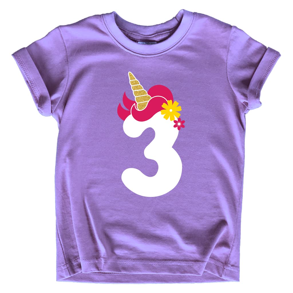 3rd Birthday Girl Outfit Unicorn 3 Year Old Toddler Third Birthday Girl Shirt 3t (4 Years, Purple)