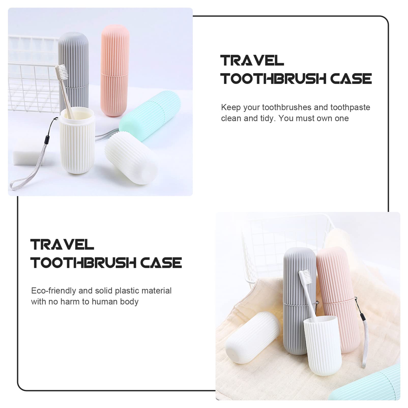 ULTNICE 3pcs Camping Toothbrush Case Portable Toothbrush Cup Bathroom Toothbrush Cup Capsule Case Tooth Brush Toothbrush Holder Toothbrush Cover Toothpaste Toiletry Set Travel