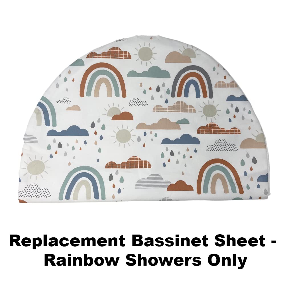 F-Price Replacement Sheet for Fisher-Price Soothing View Bassinet - GPN07 ~ Replacement Bassinet Sheet ~ Rainbow Showers, Peach, White. Blue